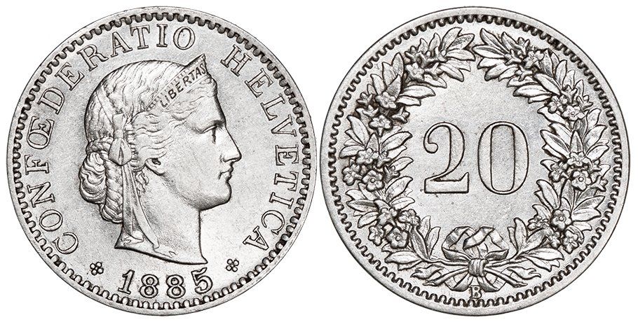 20 Rappen von 1885 (vz +). Start ab 1.-- (Gebraucht) in Kollbrunn für CHF 13 – mit Lieferung auf ...