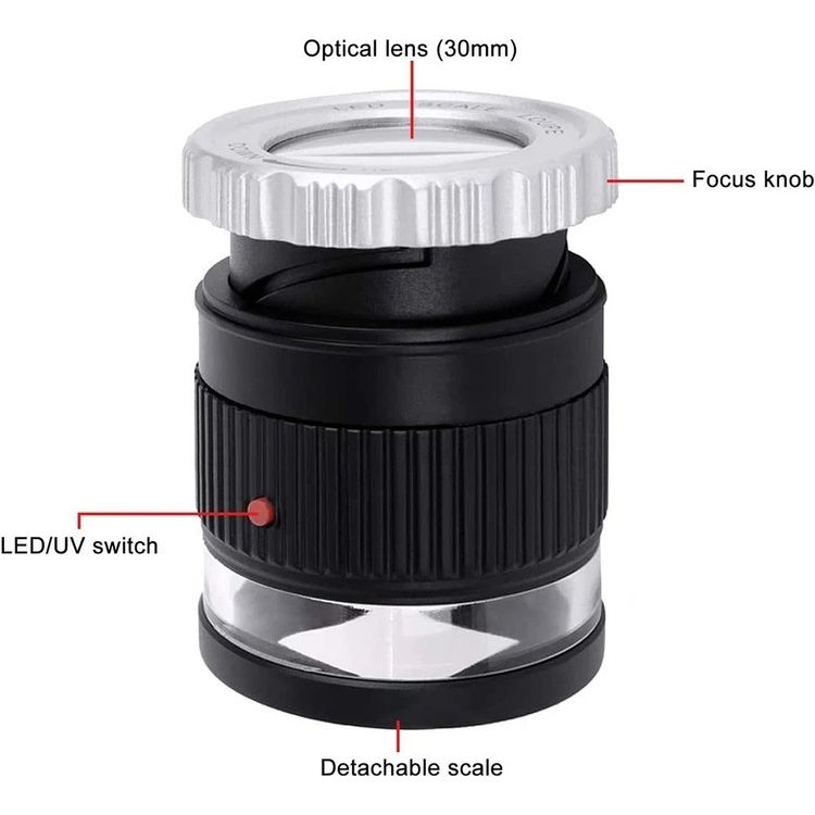 Lupe 30 fache mit LED UV-Licht Nähen Münzen Juwelierlupe (Neu (gemäss Beschreibung)) in ...