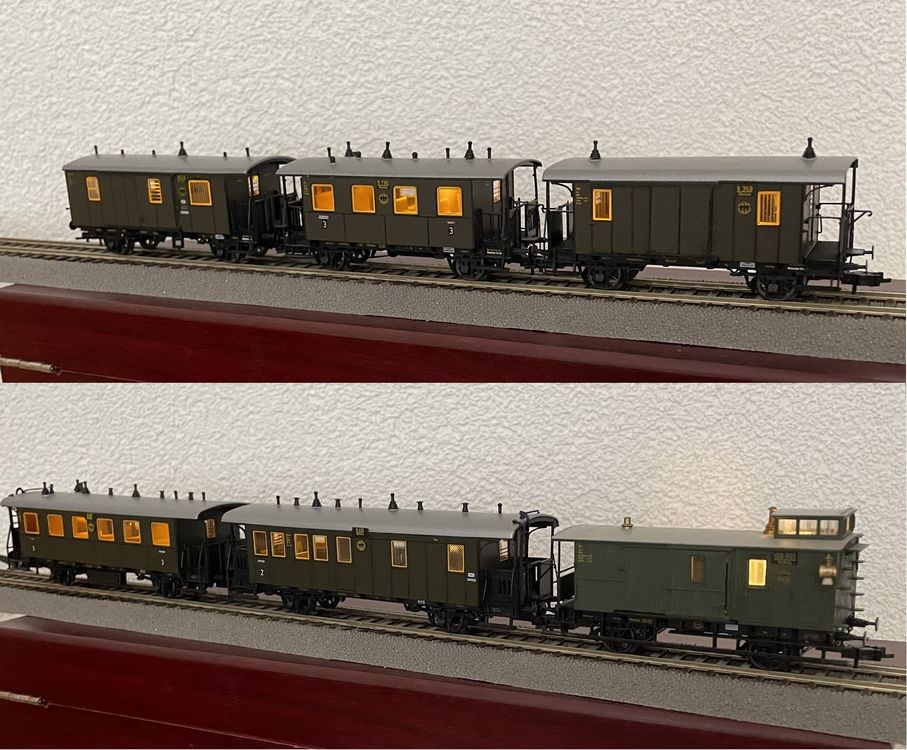 Roco-Trix HO 6xWagen DRG Bayern Innenbeleuchtung (Gebraucht) in Le ...