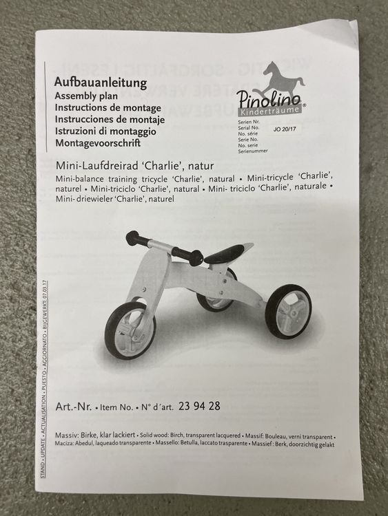 Mini Laufdreirad Charlie Pinolino | Kaufen auf Ricardo
