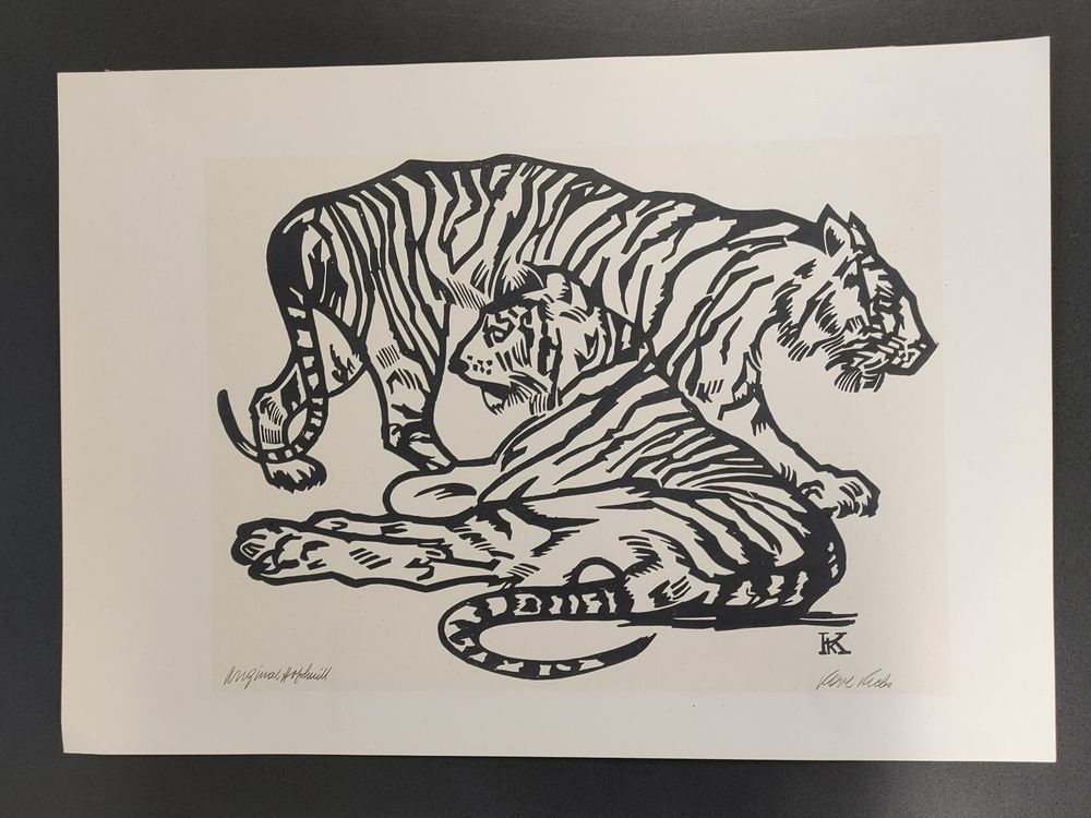 Raubkatzen Original Holzschnitt Druck signiert Karl Krebs (Gebraucht) in Toffen für CHF 18 – mit ...