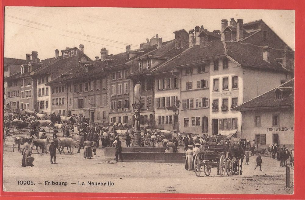 Fribourg - La Neuveville - Marché / Viehmarkt - ca. 1915 (Gebraucht) in Fislisbach für CHF 22 ...