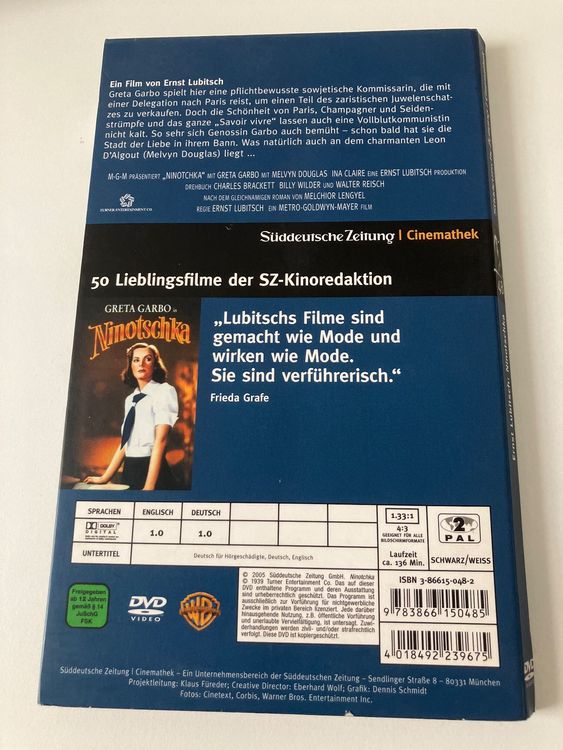 Ninotschka - SZ-Cinemathek 48 (DVD) E. Lubitsch, Greta Garbo | Kaufen ...