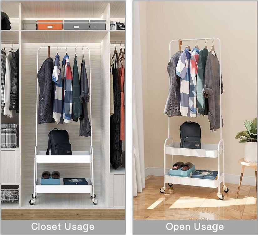 Kleiderständer mit 2 Etagen auf Rollen, Garderobenständer (Neu und originalverpackt) in ...