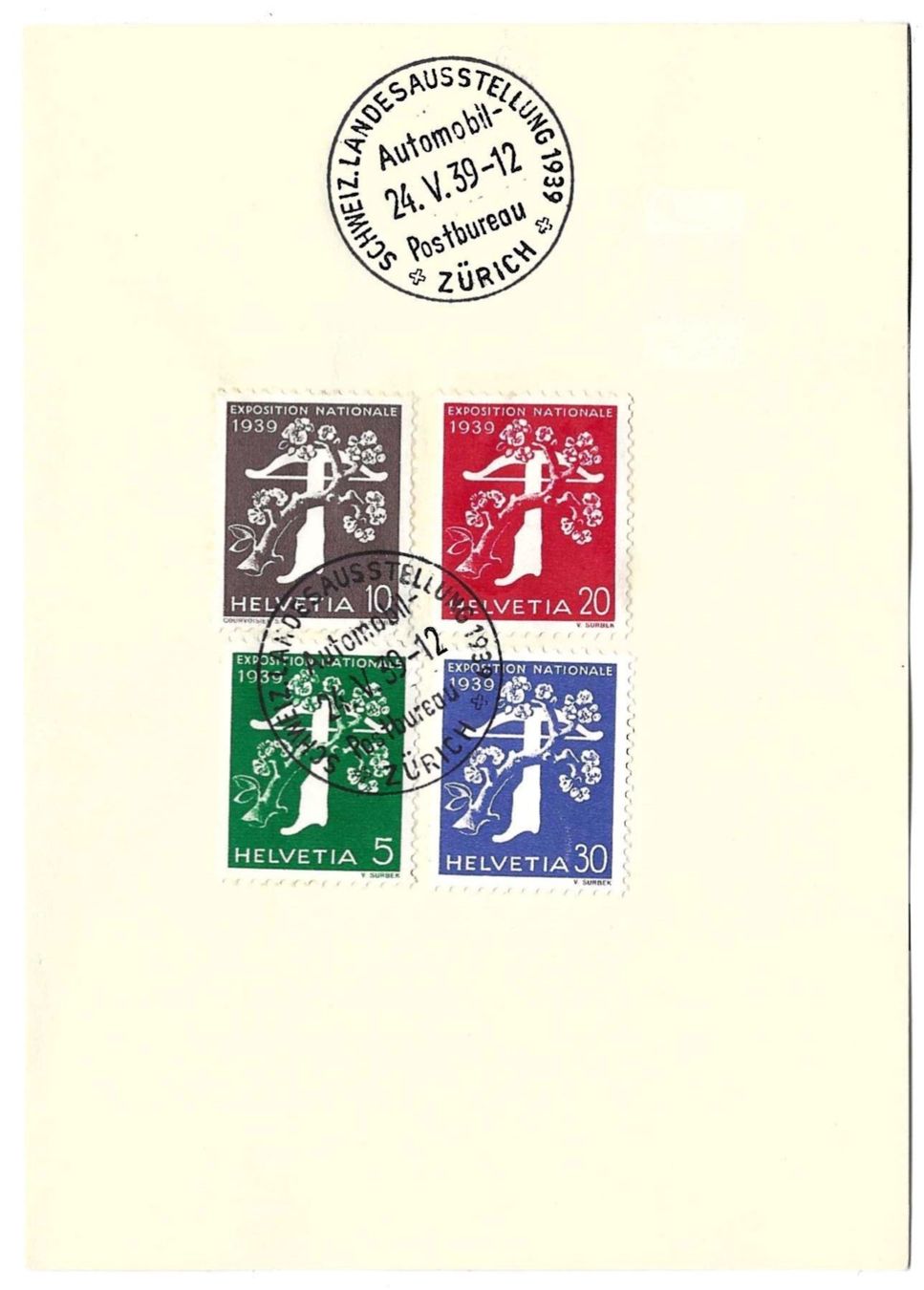 Landi 1939 italienische Serie mit Landistempel auf PTT-Bögli (Gebraucht ...