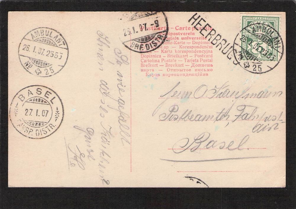 Stabstempel Heerbrugg auf AK , gelaufen 1907 | Kaufen auf Ricardo