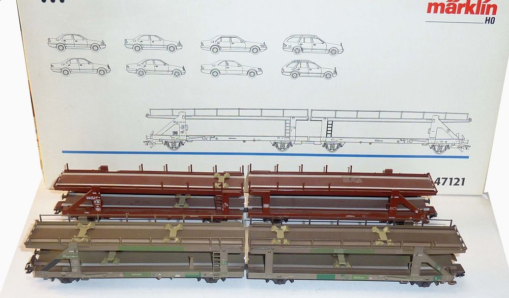 Märklin 4712 + 47121 Doppel-Autotransportwagen 2er Set H0 (Defekt) in ...