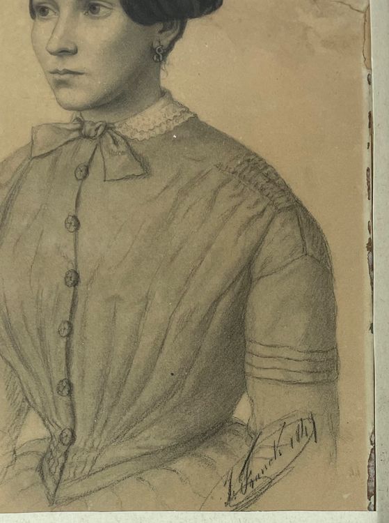 Antike Zeichnung einer Dame unleserlich Signiert | Kaufen auf Ricardo