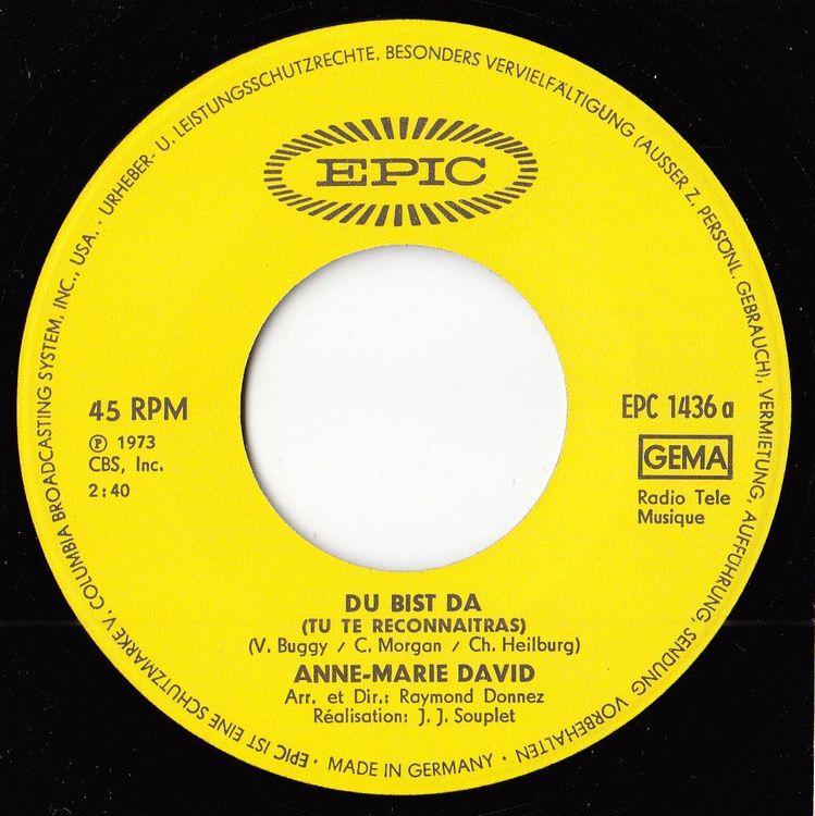 Anne Marie David Single Eurovision-Teilnehmer von 1973 (Gebraucht) in ...