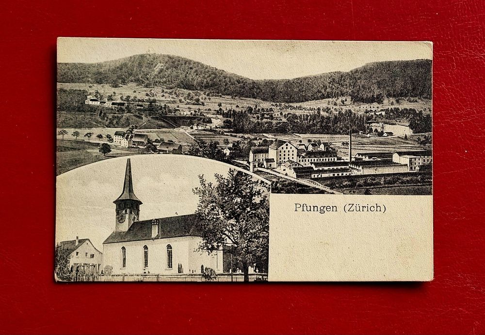 Pfungen - Dorfansicht - Fabrik mit Hohkamin - 1943 (Gebraucht) in Rothrist für CHF 54 – mit ...