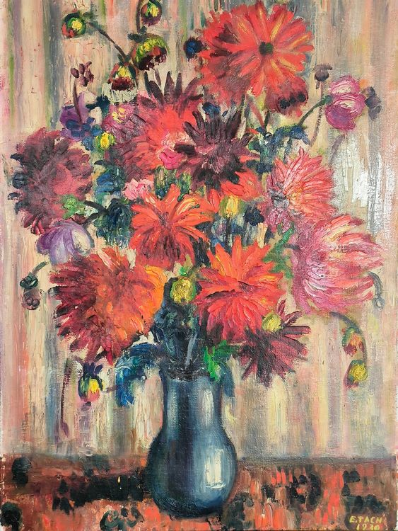 Ölgemälde Etienne Tach Chrysanthemen-Strauss 1930 (Gebraucht) in Remetschwil für CHF 150 – mit ...