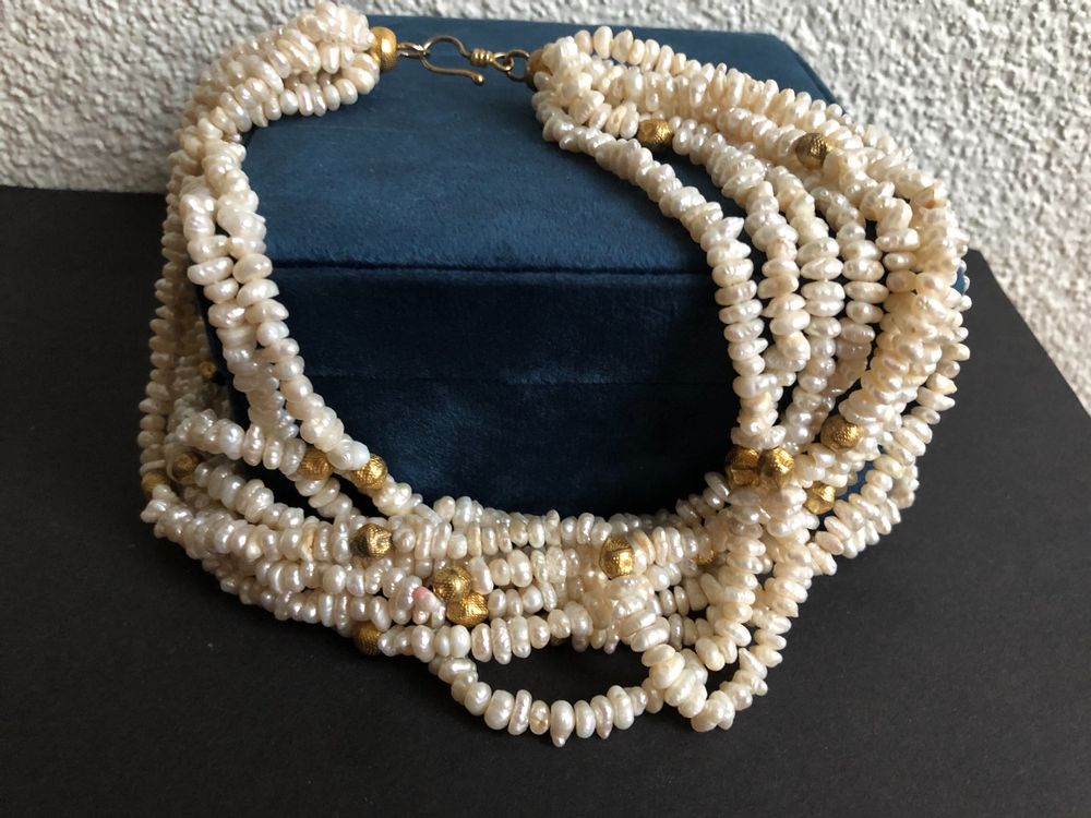 Echte Perlen Collier mit Silber Verschluss 925 (Gebraucht) in Spiegel b ...
