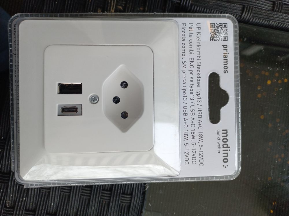 Presa Modino Priamos con USB A+C, Tipo 13 - Nuovo in scatola (Neu und ...
