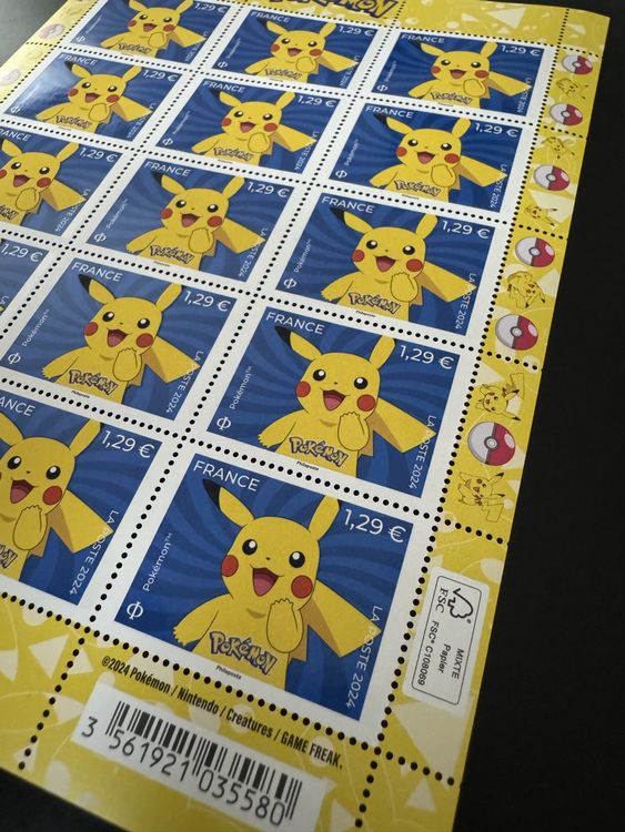 Planche de 15 timbres Pokemon Pikachu 2024 (Neu und originalverpackt ...