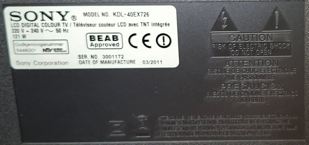 Sony Bravia 40” (40 Zoll) Full HD LCD-TV / KDL-40EX726) (Gebraucht) in ...