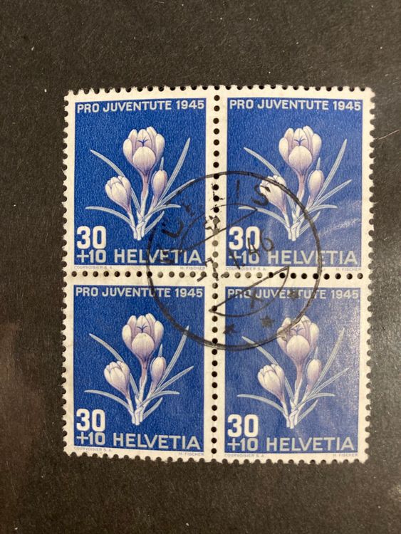 Schweiz 1945 4er-Block PJ 30+10 Rp Frühlingssafran 7.1.46 Kü (Gebraucht ...