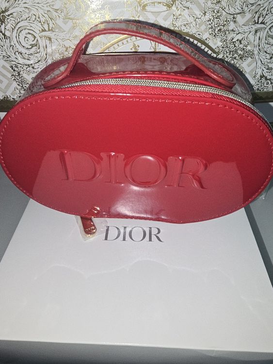 Christian Dior Mini Kosmetiktasche Rot Lackleder Optik Neu (Neu und ...
