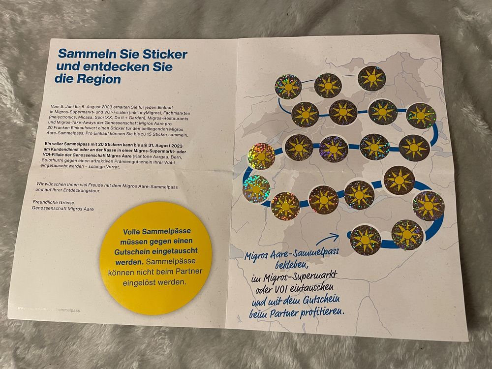 1 voller Migros Aare-Sammelpass (Neu (gemäss Beschreibung)) in Gümligen für CHF 6 – mit ...
