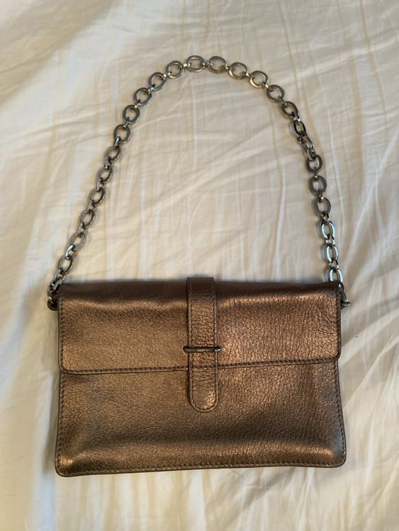 Furla Metallic Bronze Leather Bag with Chain (Neu (gemäss Beschreibung ...