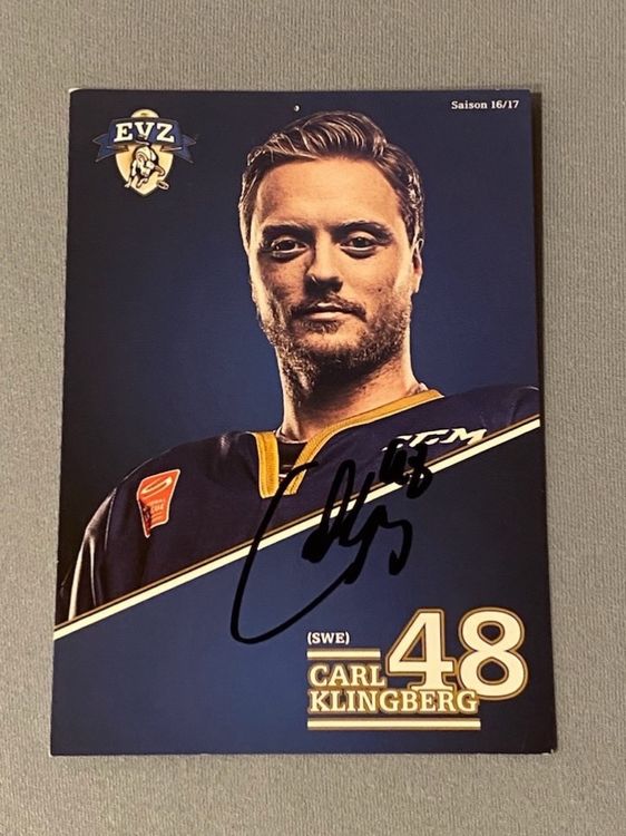 #48 Carl Klingberg Autogramm mit Originalunterschrift EV Zug (Gebraucht ...