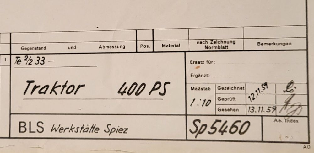 BLS - TRAKTOR 400 PS - Plan WERKSTÄTTE SPIEZ 1959 - M 1:10 ! | Kaufen ...