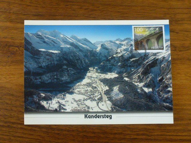 Maximumkarte Kandersteg 100 Jahre Lötschbergbahn. Ausgabetag (Gebraucht) in Aedermannsdorf für ...