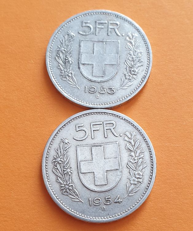2 X 5 FRANKEN 1953 + 1954 SEHR SCHÖN | Kaufen auf Ricardo