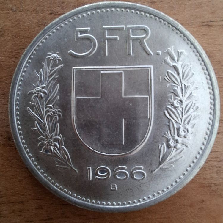 Münze 5 Franken 1966 silber (Gebraucht) in Rheinfelden für CHF 12 – mit Lieferung auf Ricardo kaufen