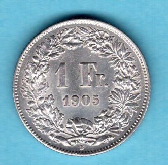 Schweiz münzen 1 franken 1905 rare grade fast UNC selten | Kaufen auf Ricardo