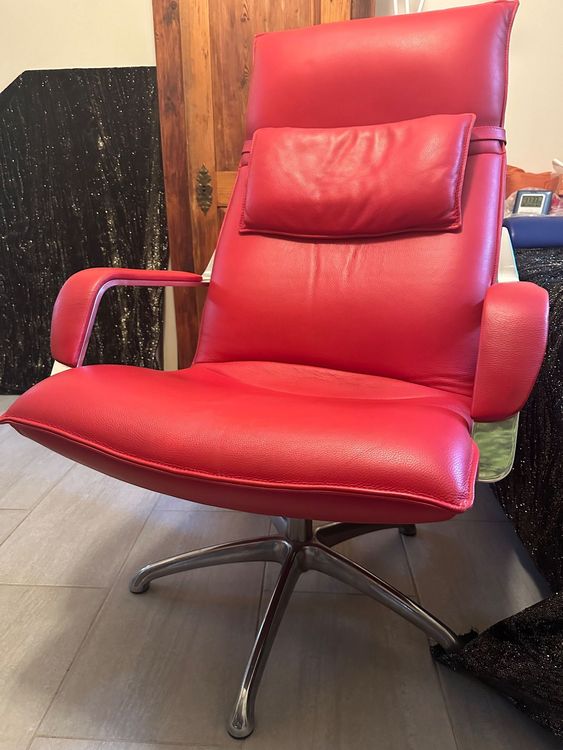 Leder Designer Sessel, Lounge Chair rot | Kaufen auf Ricardo
