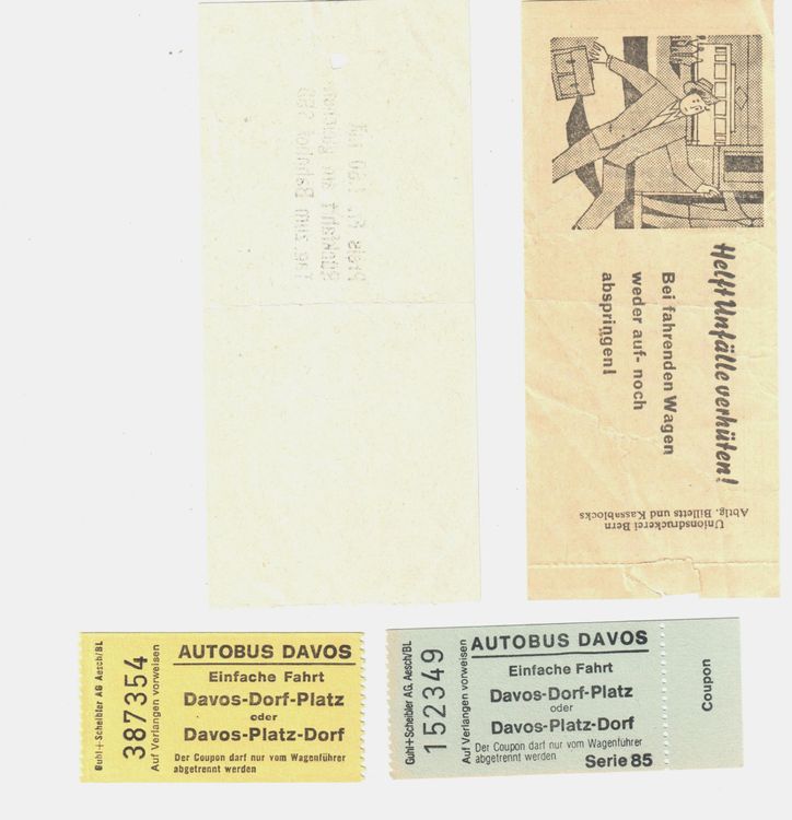 4 Billette BVB Basel, SVB Bern, Autobus Davos, ab ca 1964 | Kaufen auf ...
