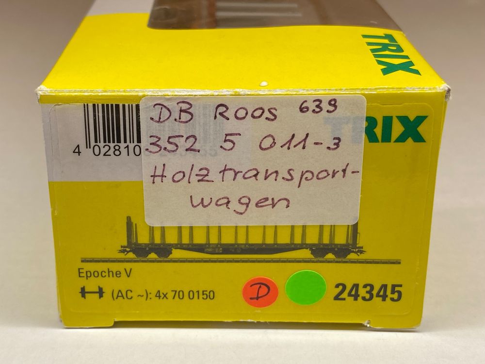 TRIX 24345 (H0 GS) DB Holztransportwagen Bauart Roos 639 (Gebraucht) in ...