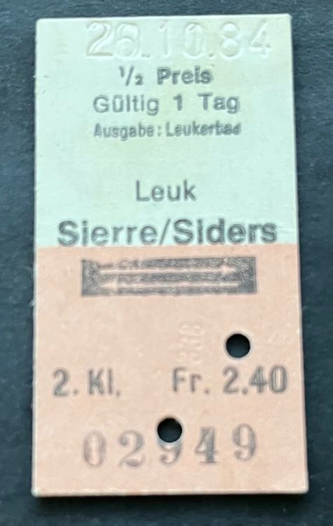 Leuk Sierre/Siders Billett 1984 (Gebraucht) in Wabern für CHF 2 – mit Lieferung auf Ricardo kaufen