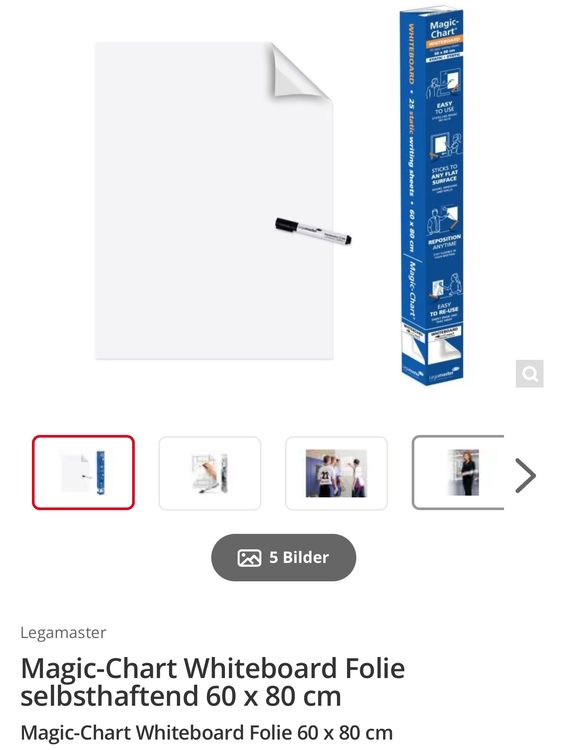 Magic-Chart Whiteboard Folie selbsthaftend 60 x 80 cm (Neu und ...