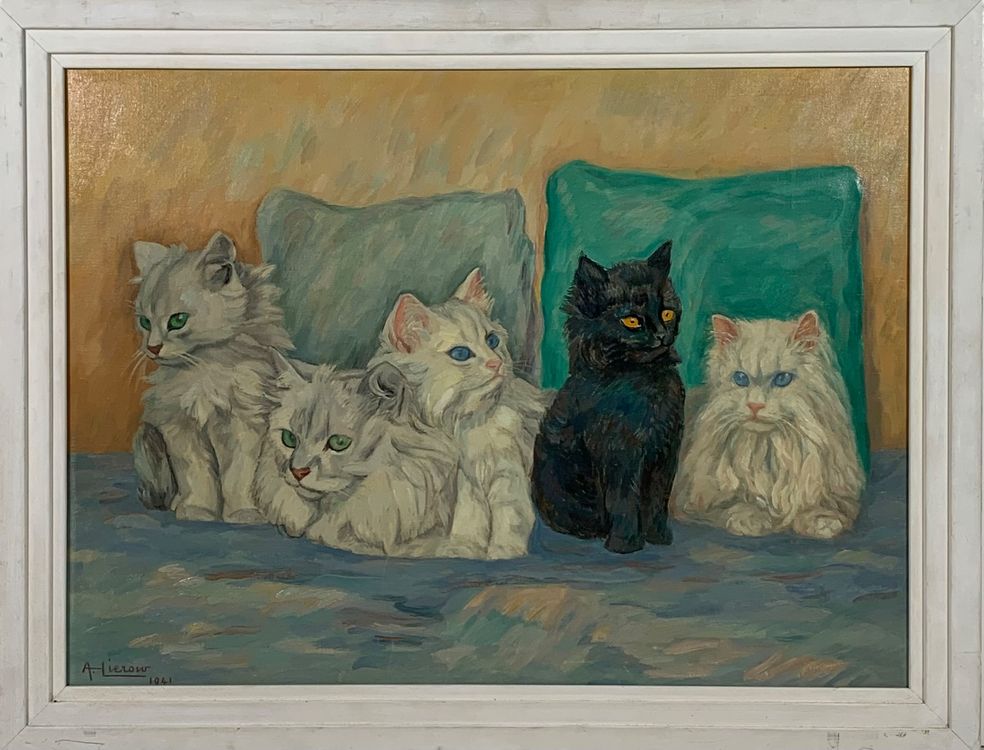 Annie Lierow (1879-1964) grosses Gemälde Katzen (Gebraucht) in Root für ...