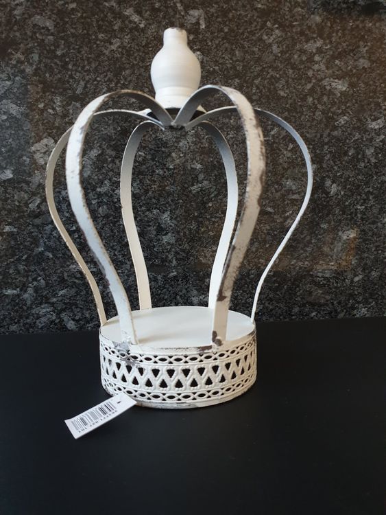 Deko Krone Shabby Chic Gartenkrone Vintage 27cm weiss (Neu und ...