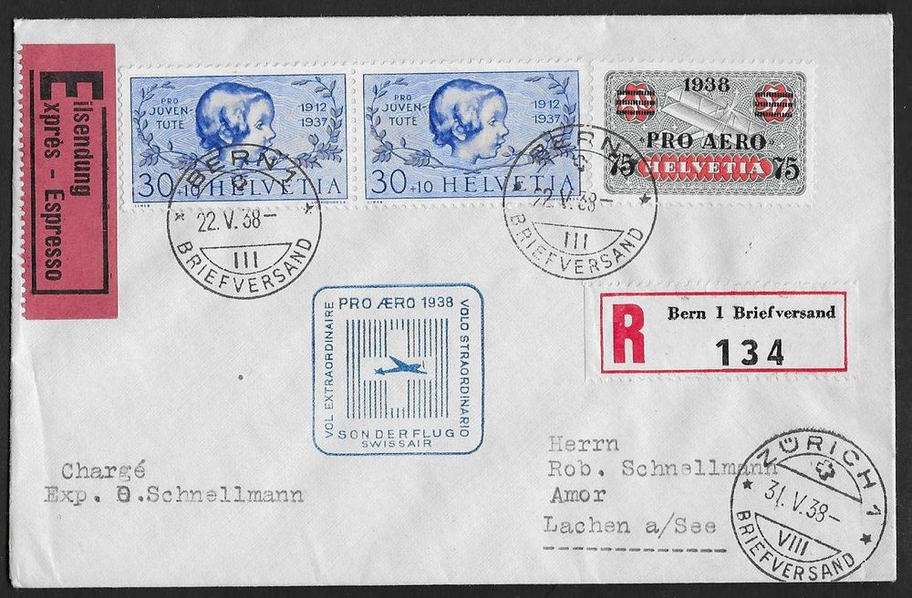 1938 R/Exp. Pro AERO BERN-ZH J84 Paar/F26 attraktiv ab 1.- | Kaufen auf Ricardo
