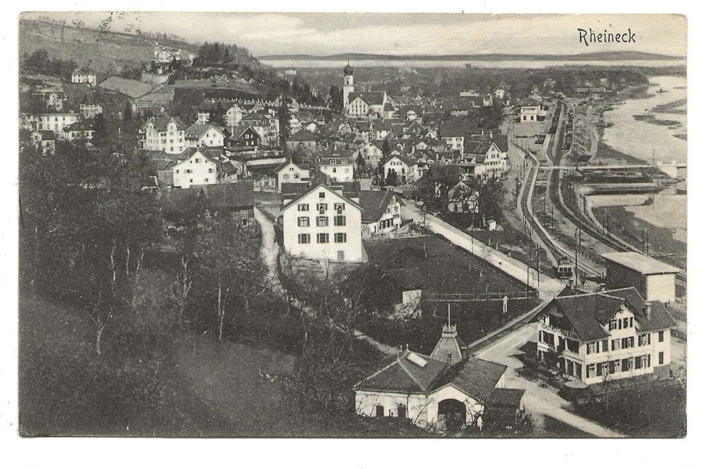 Rheineck (SG) Dorfpartie - Kirche - Bahn - alter Rhein 1919 (Gebraucht) in Engelburg für CHF 21. ...
