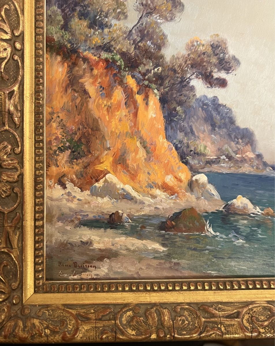 Belle peinture, huile sur bois, René Buisson, scène côtiere (D'occasion ...