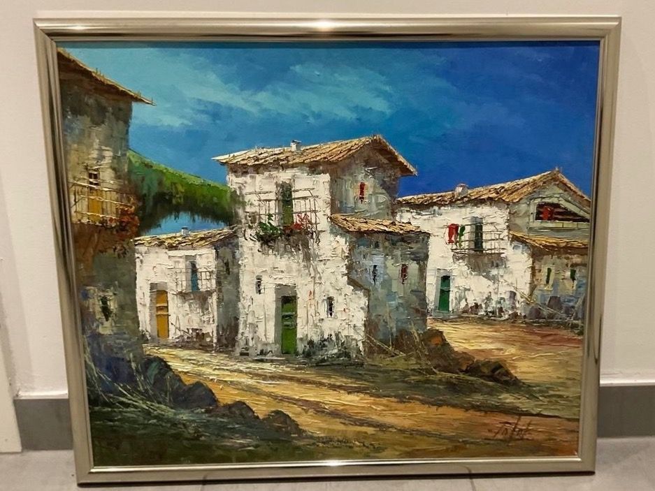 Ölgemälde "Mediterranes Dorf" signiert, gerahmt (Gebraucht) in Buchs ZH für CHF 150 – mit ...