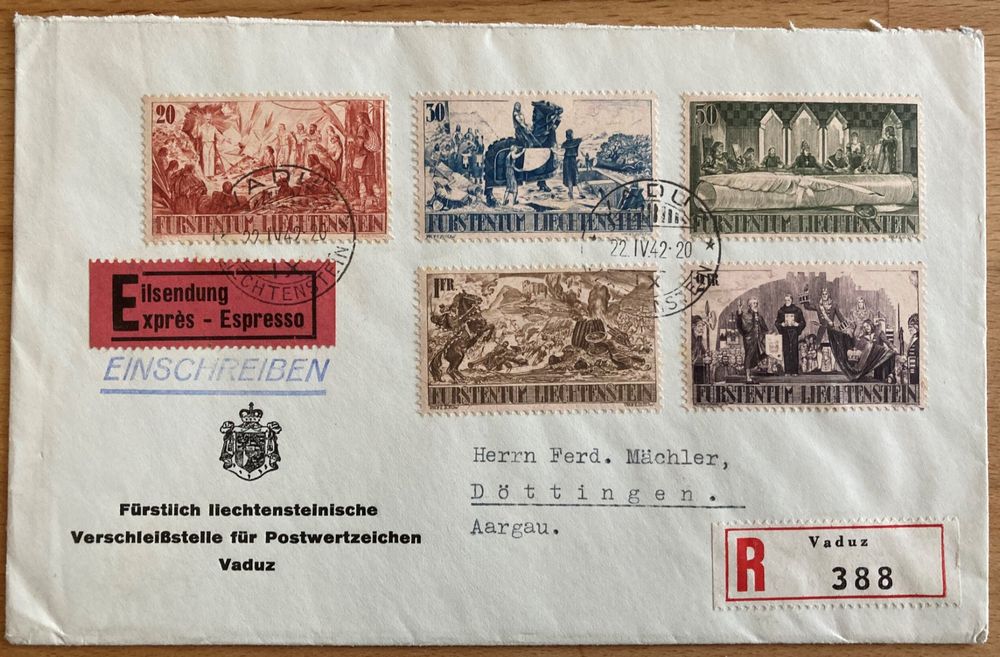 R-FDC FL 1942 600 Jahre Lostrennung, SBK 750 Fr. SELTEN! (Gebraucht) in Flawil für CHF 149 – mit ...