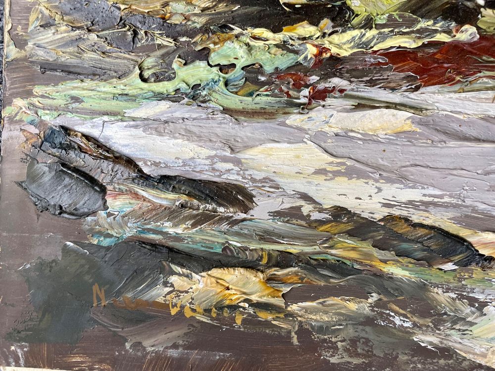 Bootscene von Otto Nussbaumer, Tempera Gemalde, 48y36 cm (Gebraucht) in Kölliken für CHF 31 ...