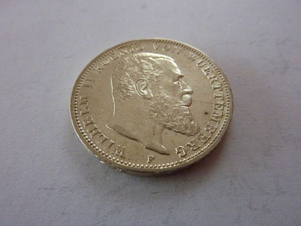 Silbermünze aus Württemberg : Drei Mark Wilhelm II. 1914 (Neu (gemäss ...
