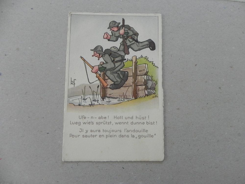 CH Humor Motiv Karte Miltär Rueblikarte Bären Katzen 1940 (Gebraucht) in Siebnen für CHF 15 ...