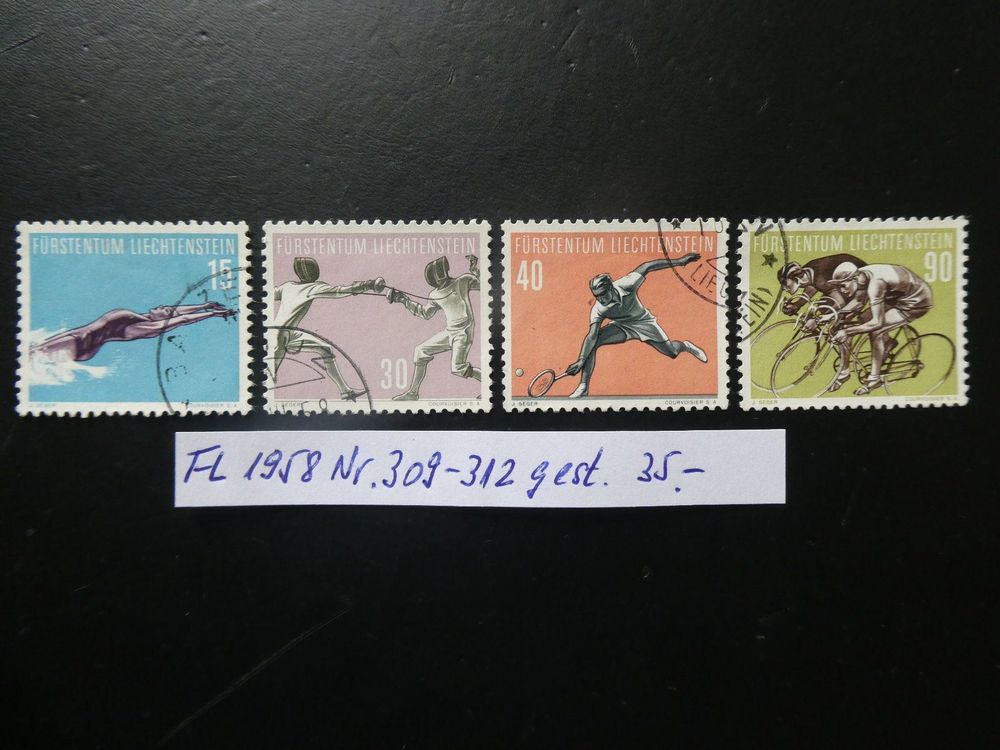 FL 1958 Nr. 309 - 312 gestempelt (Gebraucht) in Lausen für CHF 4 – mit Lieferung auf Ricardo kaufen
