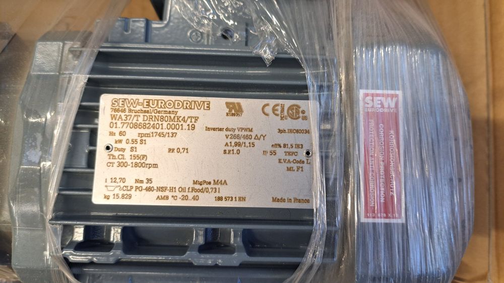 Getriebemotor Spiroplan bis 0.6m/s 60Hz WA37/TDRN80MK4/TF (Neu (gemäss Beschreibung)) in ...