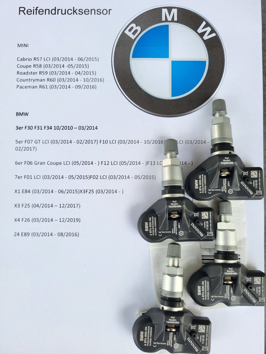 BMW Reifendrucksensoren 7er F01 F02 F03 F04 LCI (Neu und ...