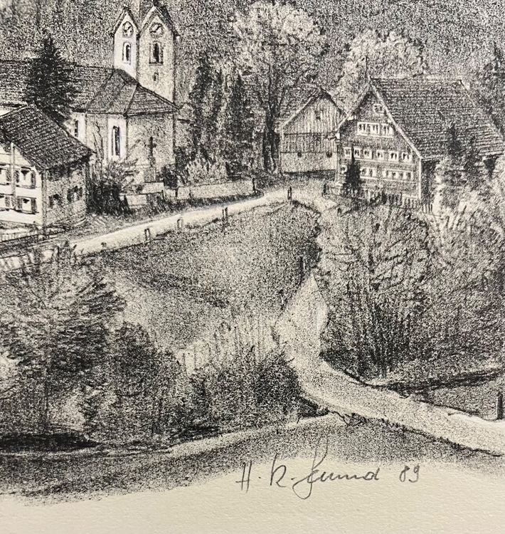H. R.Schmid - Lithographie ( Niederglatt ) Handsigniert | Kaufen auf Ricardo