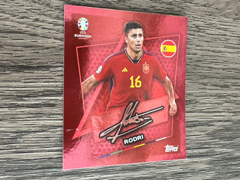 Topos EURO2024 Sticker RODRI mit Autogramm Spanien (Gebraucht) in für ...