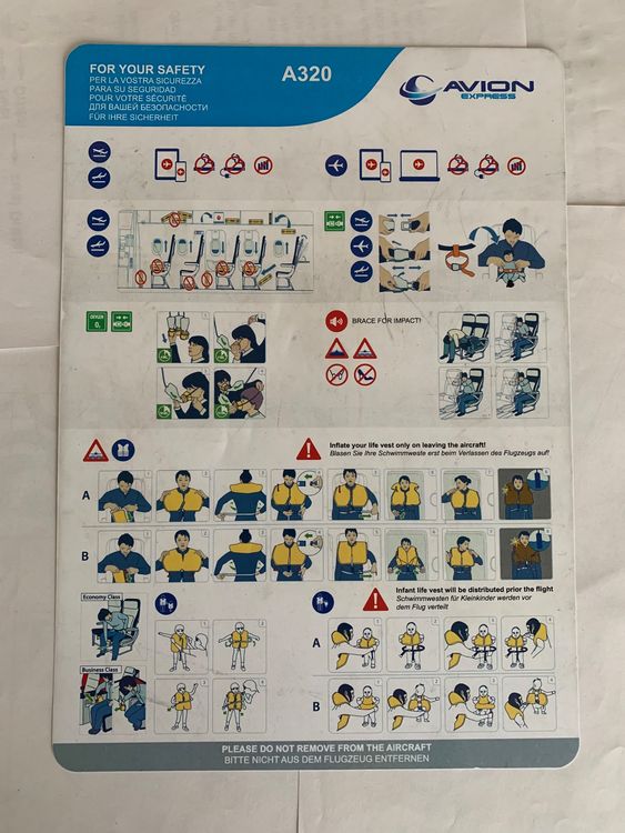 Avion Express A320 Safety Card (Gebraucht) in Zürich für CHF 2.5 – mit ...